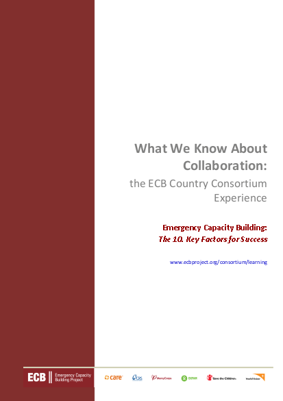 What We Know About Collaboration: the ECB Country Consortium | ALNAP