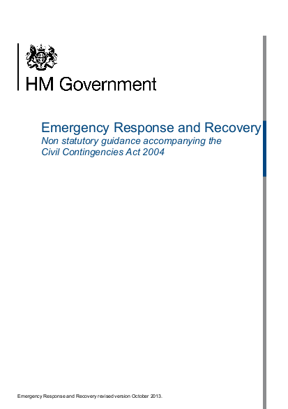 UK Government - Emergency Response and Recovery - Non statutory ...