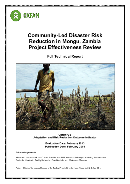 Community-Led Disaster Risk Reduction in Mongu, Zambia: Project ...