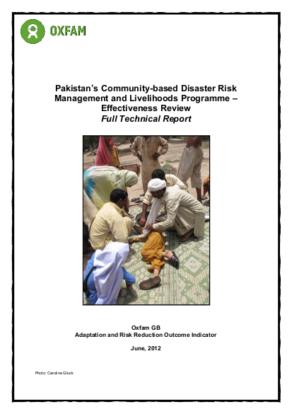 Pakistan's Community-based Disaster Risk Management and Livelihoods Programme - Effectiveness ...