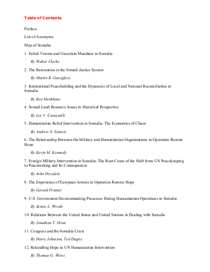 Learning from Somalia - The lessons of armed humanitarian intervention ...