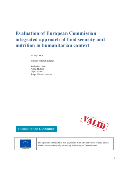 Evaluation of European Commission integrated approach of food security ...