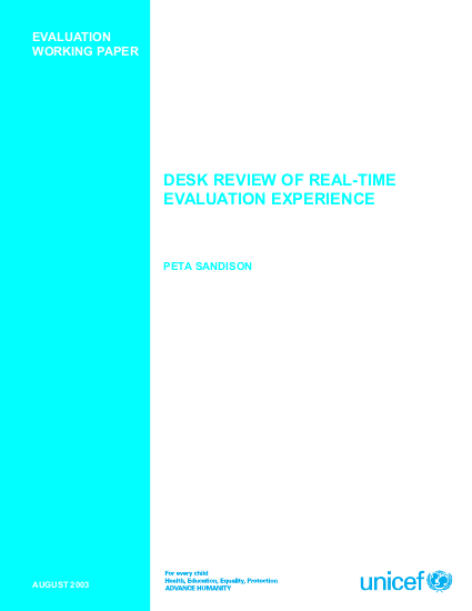 Desk Review of Real-Time Evaluation Experience | ALNAP