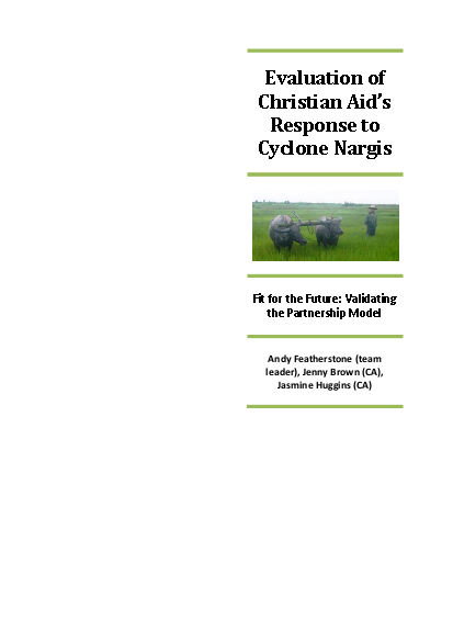 Evaluation of Christian Aid's response to Cyclone Nargis: Fit for the ...