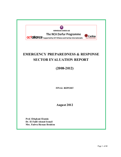 Emergency Preparedness and Response Sector Evaluation Report (2008-2012) | ALNAP