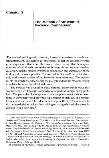 Chapter 3: The Method of Structured, Focused Comparison - Case Studies ...