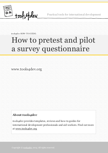How to pretest and pilot a survey questionnaire | ALNAP