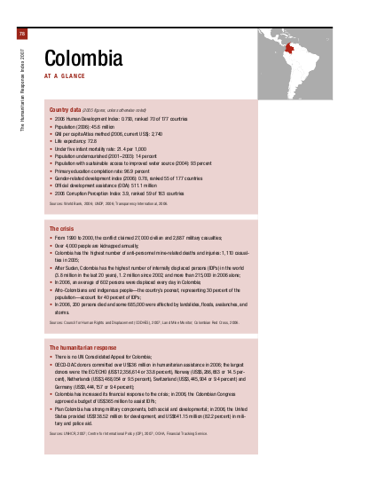 The Humanitarian Response Index 2007 - Colombia A Crisis Concealed | ALNAP