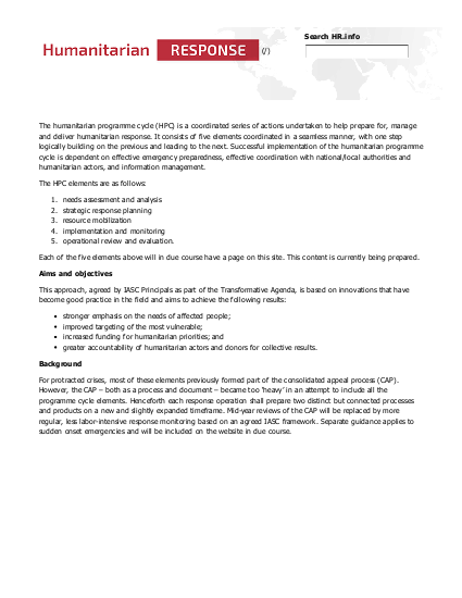 Humanitarian Programme Cycle | ALNAP