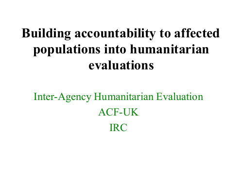 The Framework - Implications of incorporating Accountability to Affected Populations into Inter ...