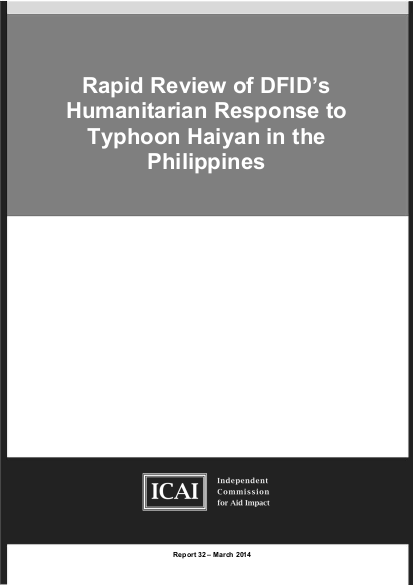 Rapid Review of DFID’s Humanitarian Response to Typhoon Haiyan in the ...