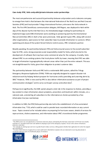 Case Study: IFRC, Voila and Public/Private Telecoms Sector Partnerships ...