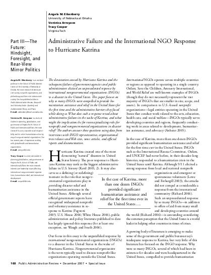 Administrative Failure and the International NGO Response to Hurricane ...