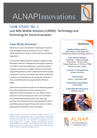 ALNAP Innovations Case Study No. 3 - LMMS | ALNAP
