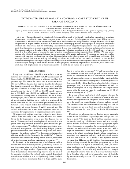 Integrated urban malaria control: a case study in Dar es Salaam, Tanzania | ALNAP