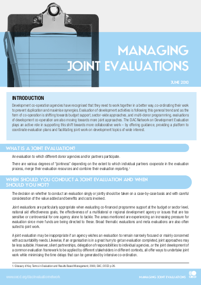 Managing Joint Evaluations | ALNAP