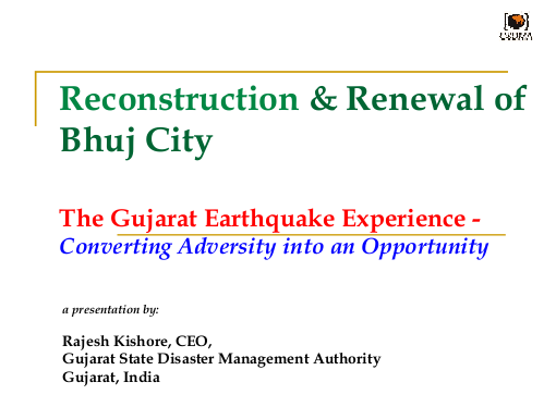 Reconstruction& Renewal of Bhuj City | ALNAP