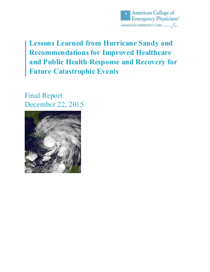 Lessons Learned from Hurricane Sandy and Recommendations for Improved ...