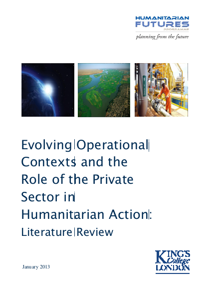Evolving Operational Contexts and the Role of the Private Sector in Humanitarian Action ...