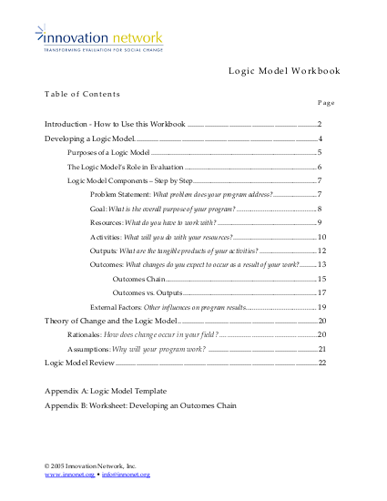Innovation Network - Logic Model Workbook | ALNAP