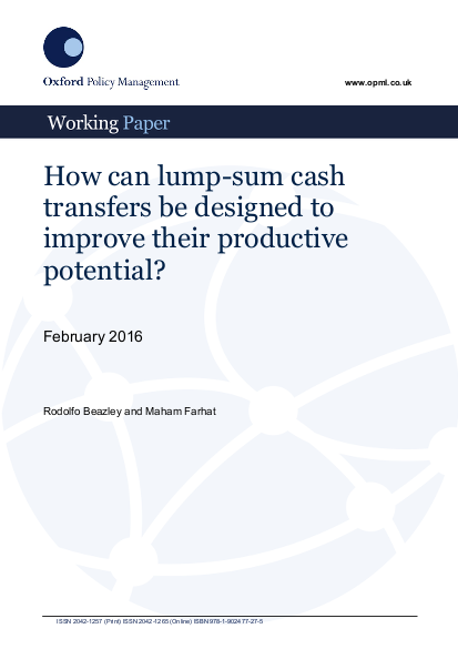 How can lump-sum cash transfers be designed to improve their productive ...