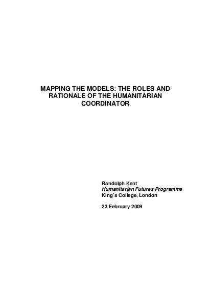 Mapping the Models: The Roles and Rationale of the Humanitarian ...
