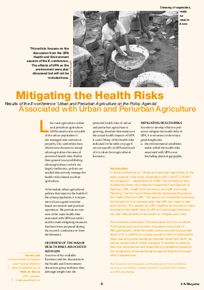 Mitigating the Health Risks Associated with Urban and Periurban ...