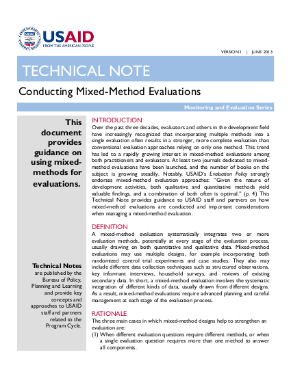 Technical Note: Conducting Mixed-Method Evaluations | ALNAP