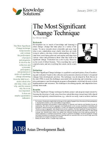 The Most Significant Change Technique | ALNAP