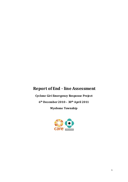Report of End-Line Assessment - Cyclone Giri Emergency Response Project ...