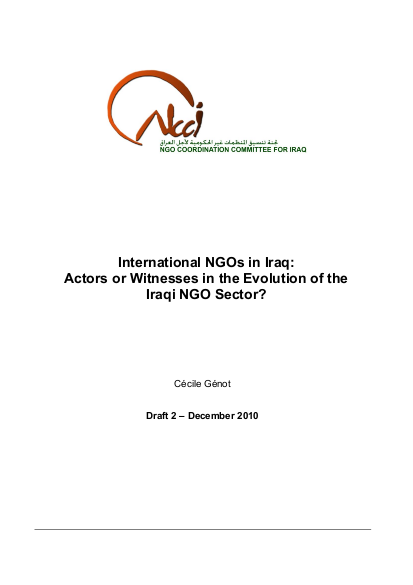 International NGOs in Iraq: Actors or Witnesses in the Evolution of the ...