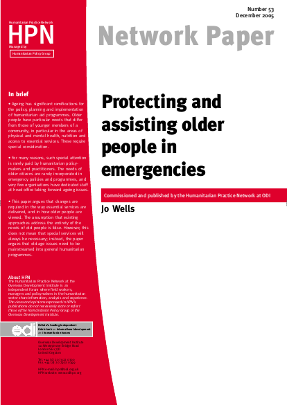 Network Paper 53: Protecting andAssisting Older People inEmergencies ...