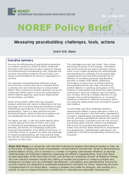 Measuring peacebuilding: challenges, tools, actions | ALNAP