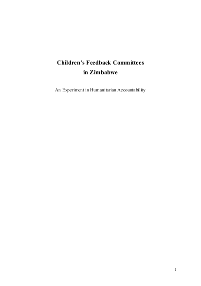 Children’s Feedback Committees in Zimbabwe: An Experiment in Humanitarian Accountability | ALNAP