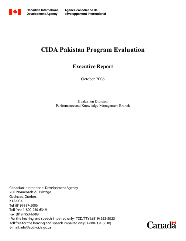 CIDA Pakistan Program Evaluation | ALNAP
