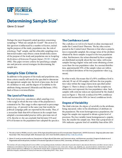 Determining Sample Size | ALNAP