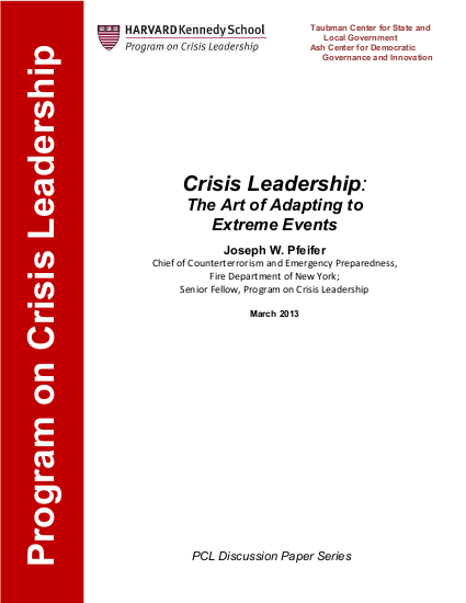 Crisis Leadership: The Art of Adapting to Extreme Events | ALNAP