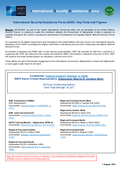 International Security Assistance Force (ISAF): Key Facts and Figures ...