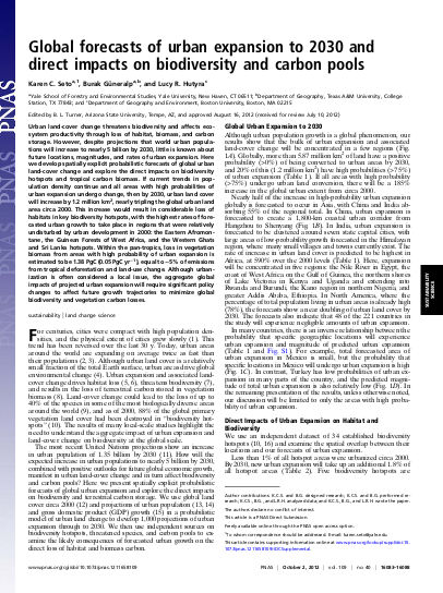 Global Forecasts of Urban Expansion to 2030 and Direct Impacts on ...