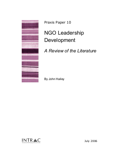 NGO Leadership Development: A Review of the Literature | ALNAP