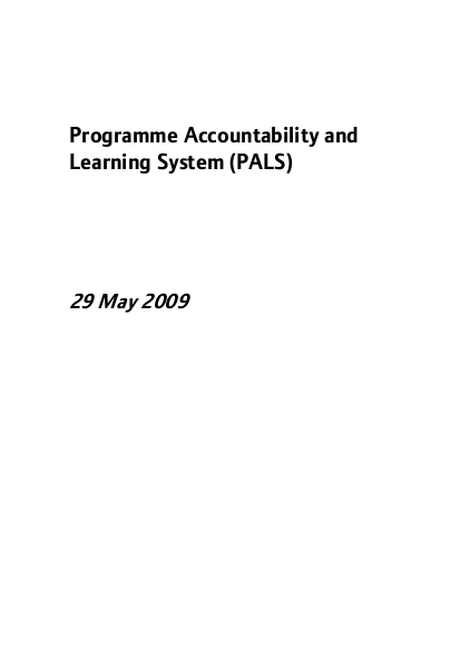 Programme Accountability and Learning System (PALS) | ALNAP