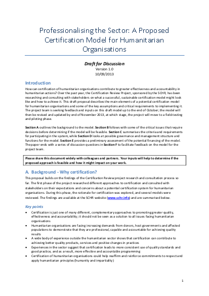Professionalising the Sector: A Proposed Certification Model for ...