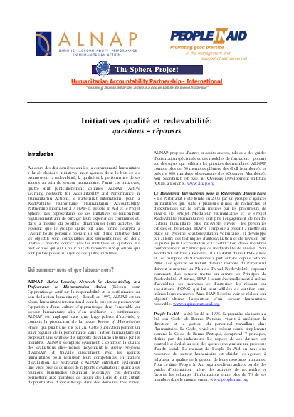 Quality and Accountability Initiatives: Questions and Answers (French ...