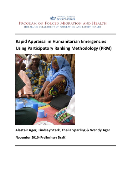 Rapid Appraisal in Humanitarian Emergencies Using Participatory Ranking Methodology (PRM) | ALNAP