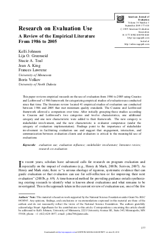 Research on evaluation use: a review of the empirical literature from 1986 to 2005 | ALNAP