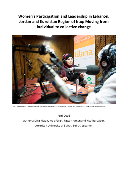 Women’s Participation and Leadership in Lebanon, Jordan and Kurdistan ...