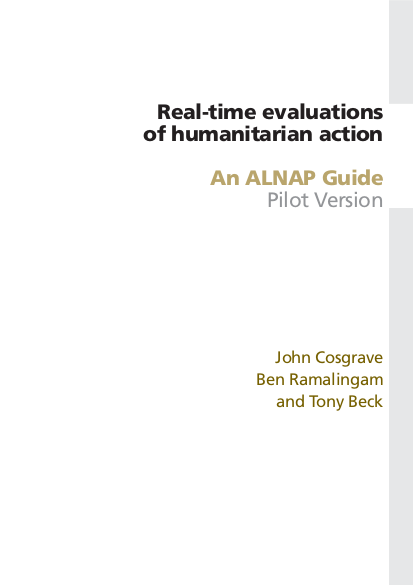 Real-time Evaluations of Humanitarian Action - An ALNAP Guide | ALNAP