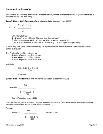 Sample Size Formulas | ALNAP