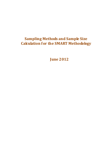 Sampling Methods and Sample Size Calculation for the SMART Methodology ...