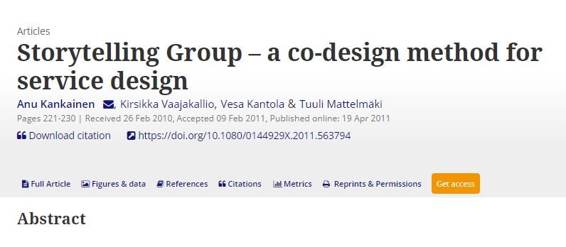 Storytelling Group – A co-design method for service design | ALNAP